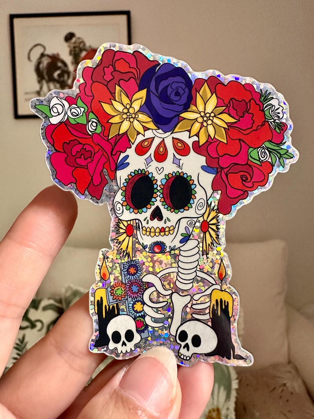 Glitter Catrina Sticker Day of the Dead - Etsy
