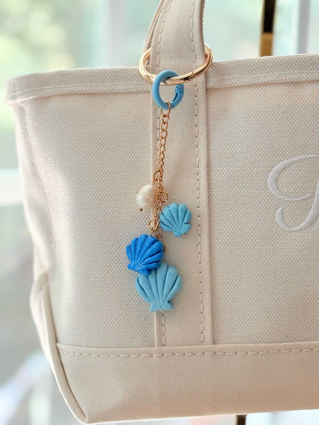 Coastal Bag Charm, Seashell Keychain, Ocean Charm - Etsy