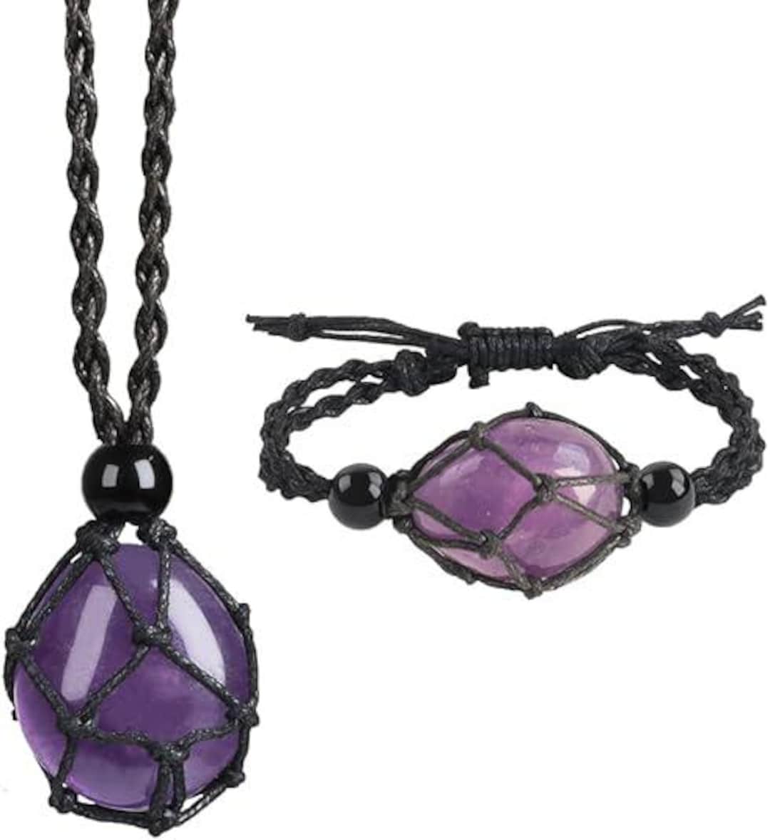 Natural Gemstone Crystal Pendant Necklace and Bracelet Stone Holder ...