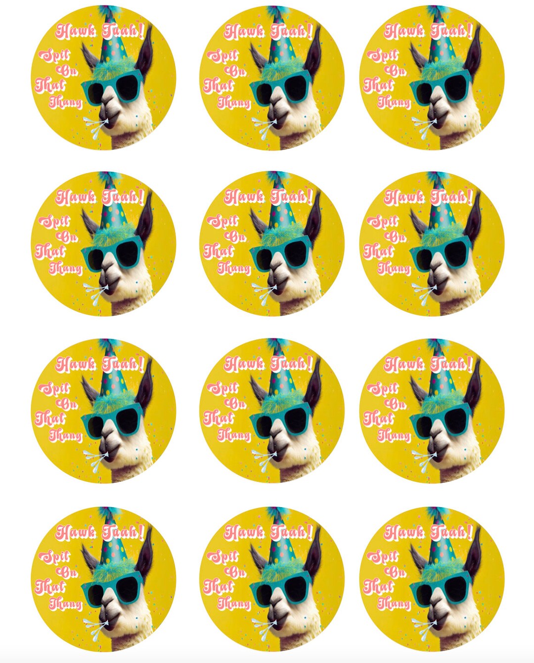 Hawk Tuah Birthday Llama Cupcake Topper - Etsy
