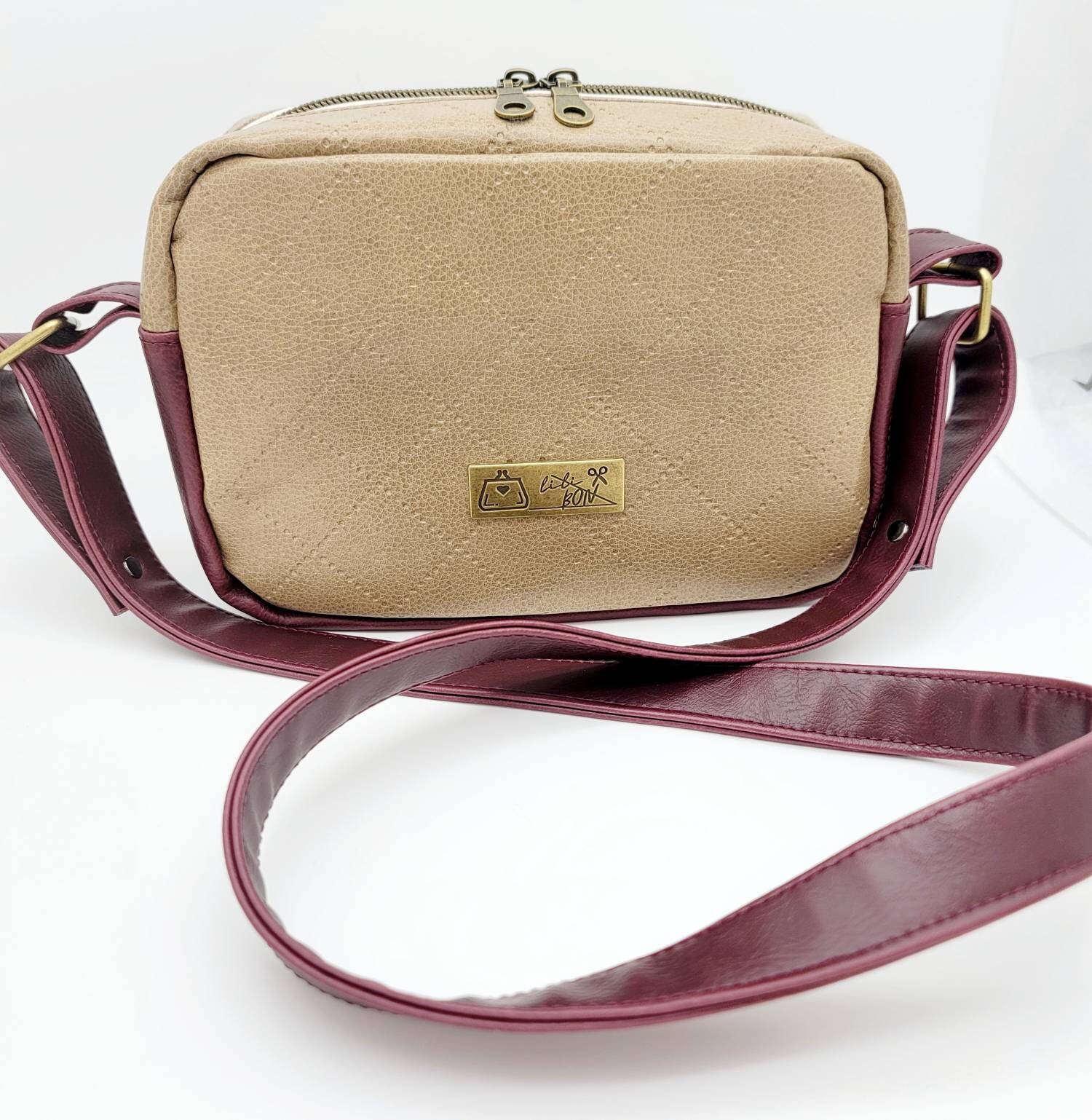 Quilted Vinyl and Vintage Claret square Box Purse - Etsy