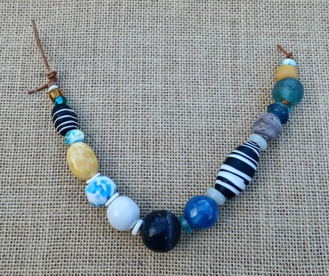 Coastal Affirmation Beaded Strand / OOAK Chalk & Flint Beads / OOAK ...