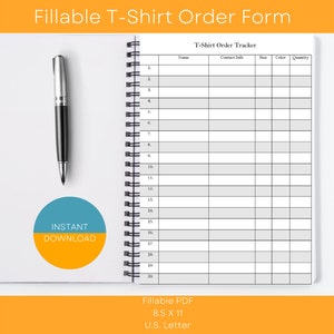 Fillable T-shirt Order Form Tracker - Etsy