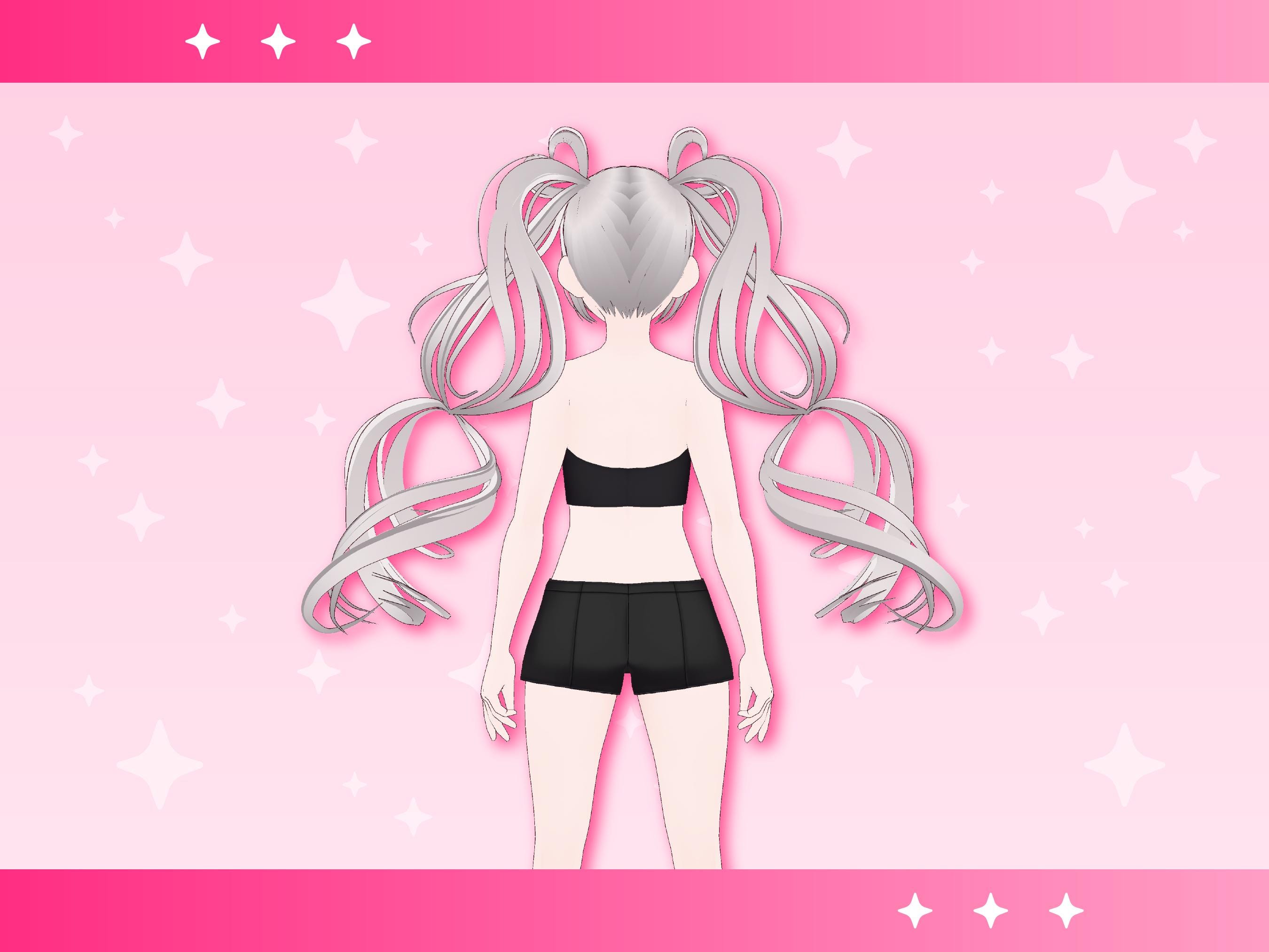 VROID Hairstyle Preset | Twin Tails Hairstyle With PHYSICS | Fluffy ...