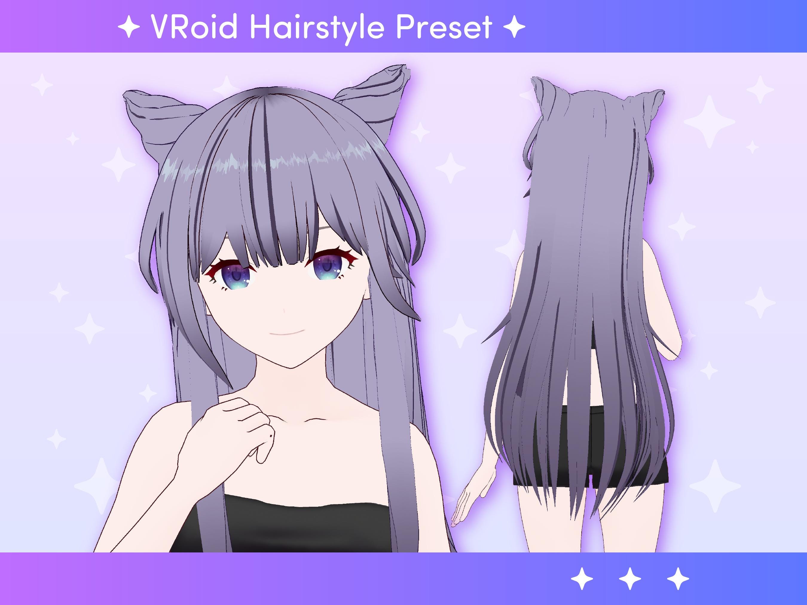 VROID Hairstyle Preset | Cat Long Hairstyle With PHYSICS | Cat | Cute ...