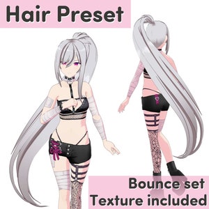 VROID Hairstyle Preset Ponytail Hairstyle With PHYSICS Cool Cute Vtuber Model, Twitch, Streaming ...
