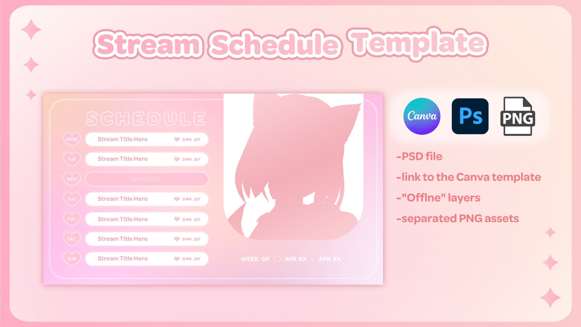 Cute Stream Schedule Template - Etsy