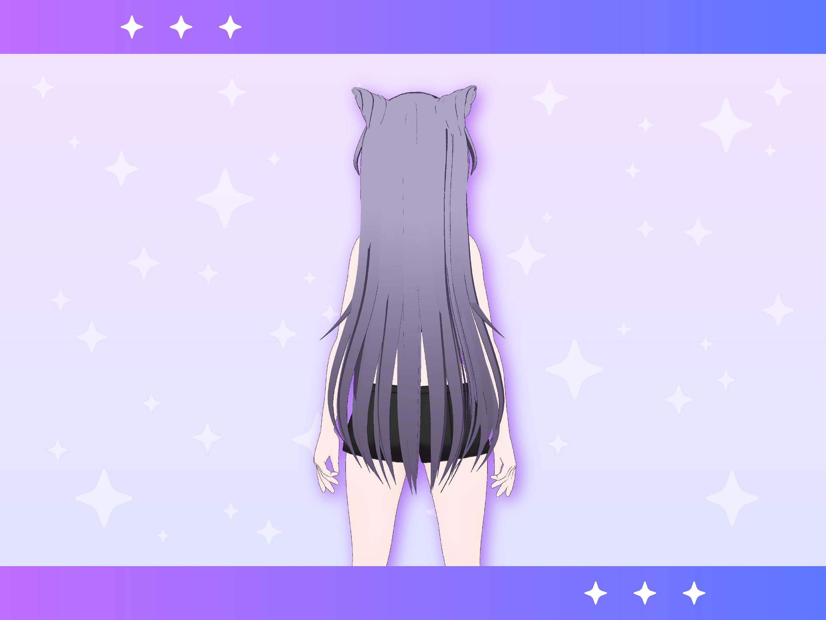 VROID Hairstyle Preset | Cat Long Hairstyle With PHYSICS | Cat | Cute ...