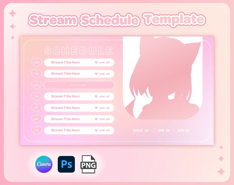 Cute Stream Schedule Template - Etsy