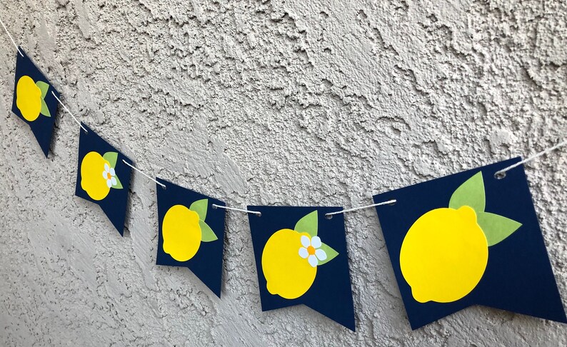 Mediterranean Lemon Banner – Navy Blue & Yellow Party Decor - Etsy