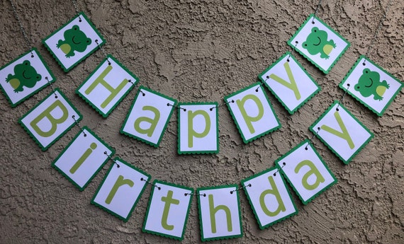 Frog Happy Birthday Banner. Green Frog Birthday Party Décor. - Etsy