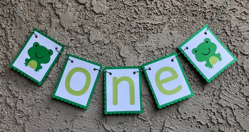 Frog First Birthday Banner. Green Frog one - Etsy