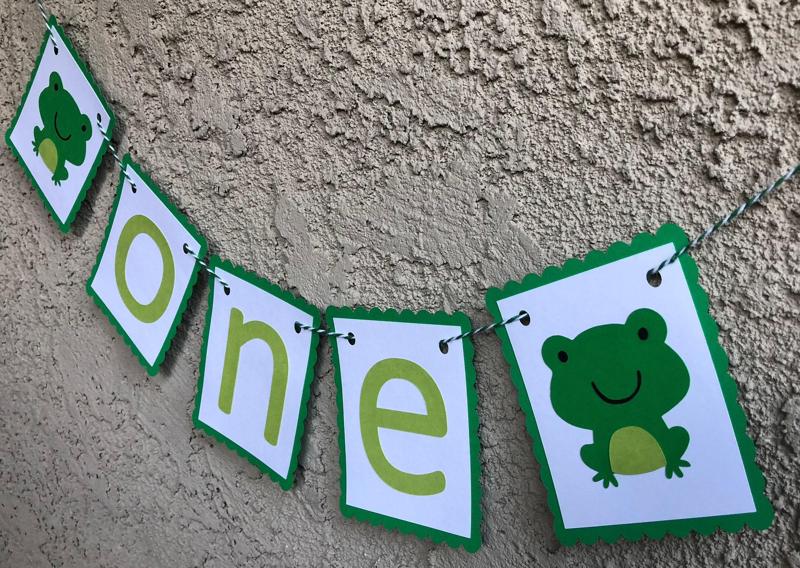 Frog First Birthday Banner. Green Frog one - Etsy