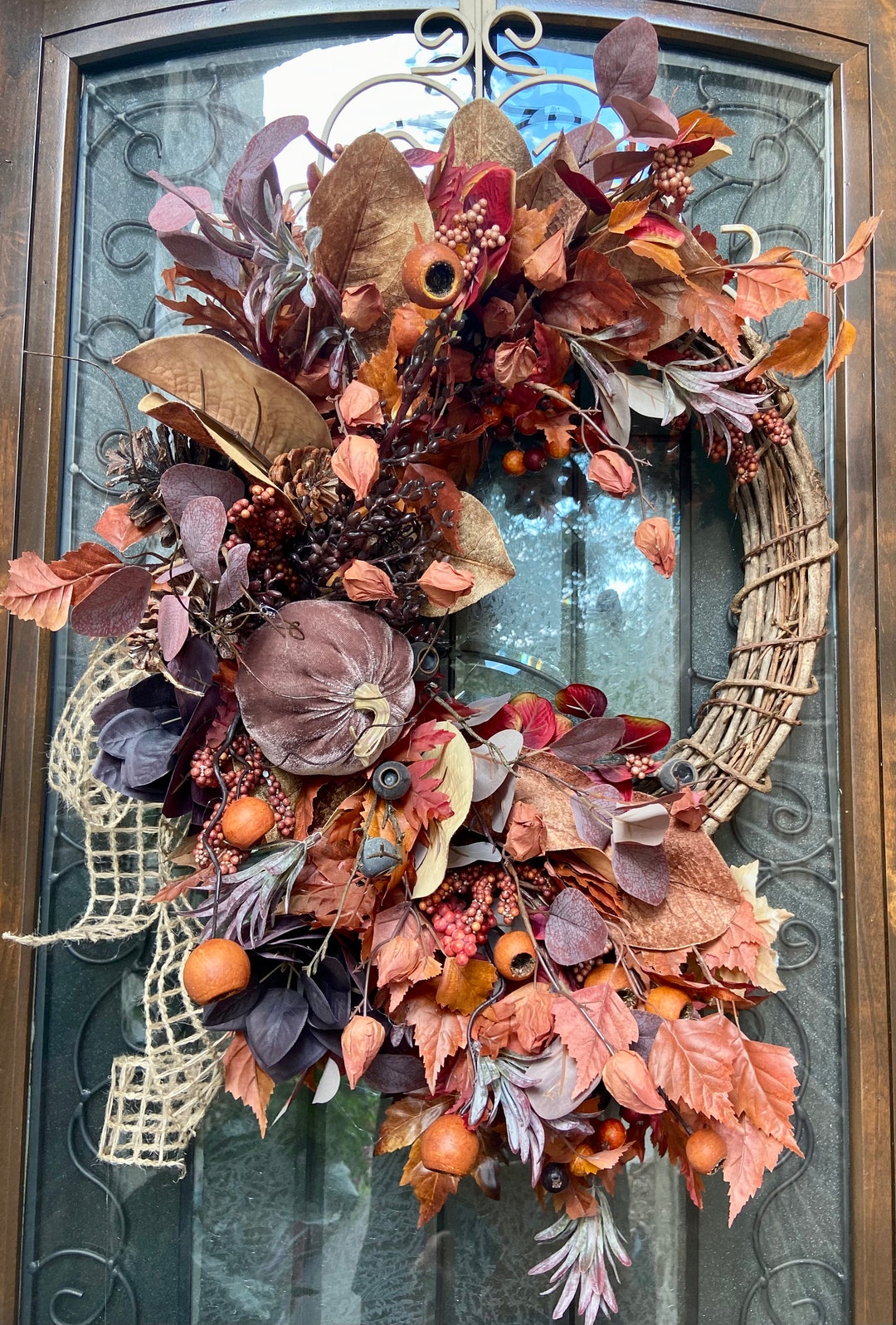 Fall Grapevine Wreath, Fall Wreath, Fall Grapevine, Fall Leaves, Fall ...