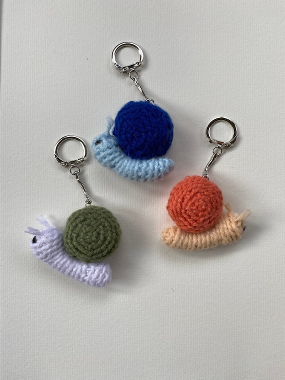 Crochet Snail Keychain Crocheted Keychain Snail Stuffed | Etsy