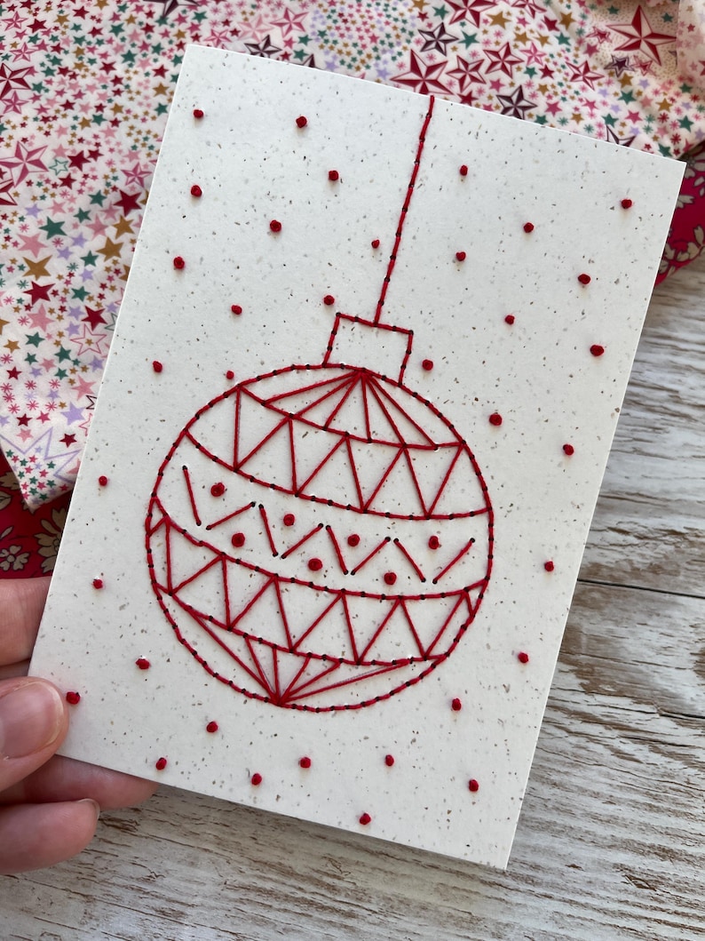Embroidered Christmas Bauble Card Pattern: Hand Sewn Designs (PDF ...