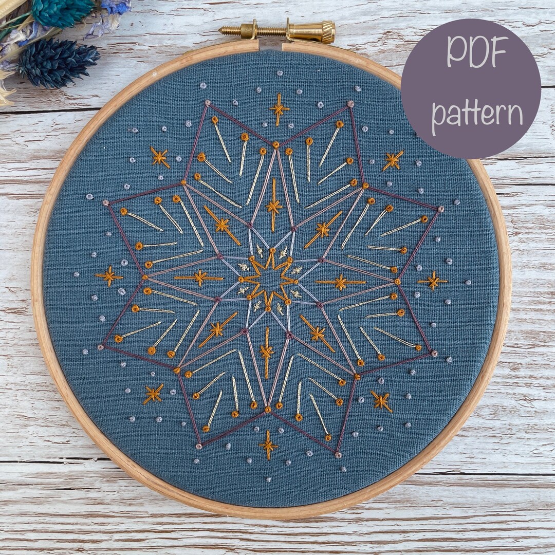 Shining Star Mandala Embroidery Pattern: Winter Design (PDF Pattern) - Etsy