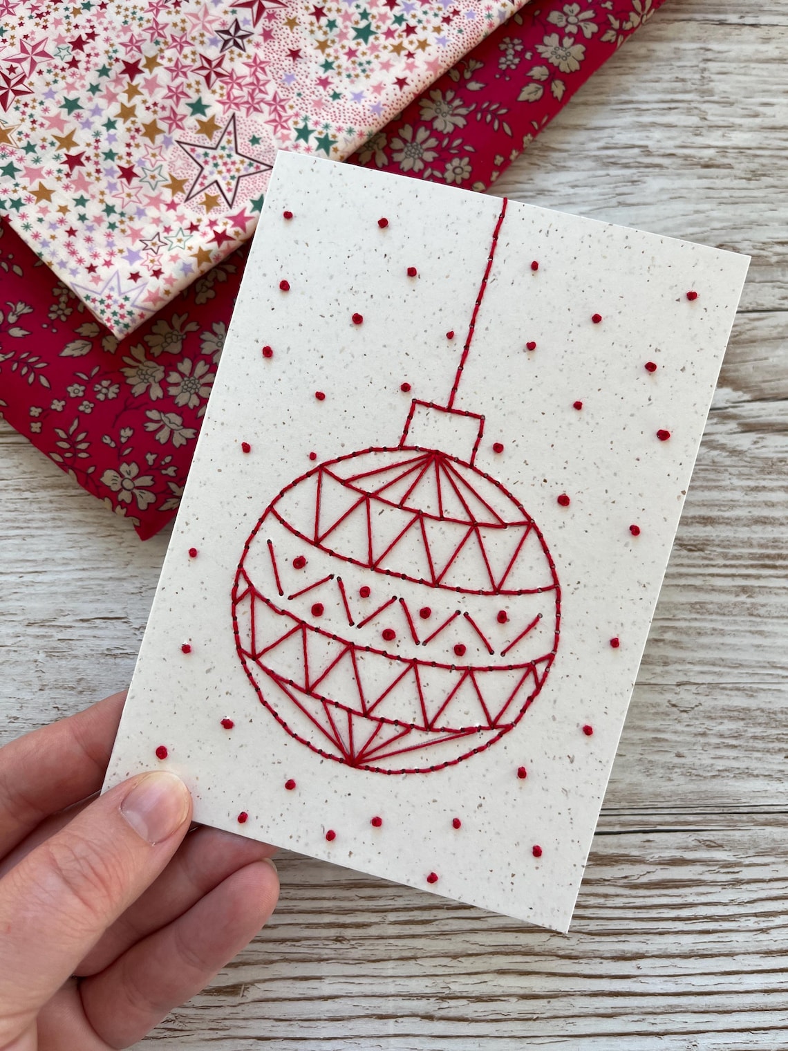Embroidered Christmas Bauble Card Pattern: Hand Sewn Designs (PDF ...