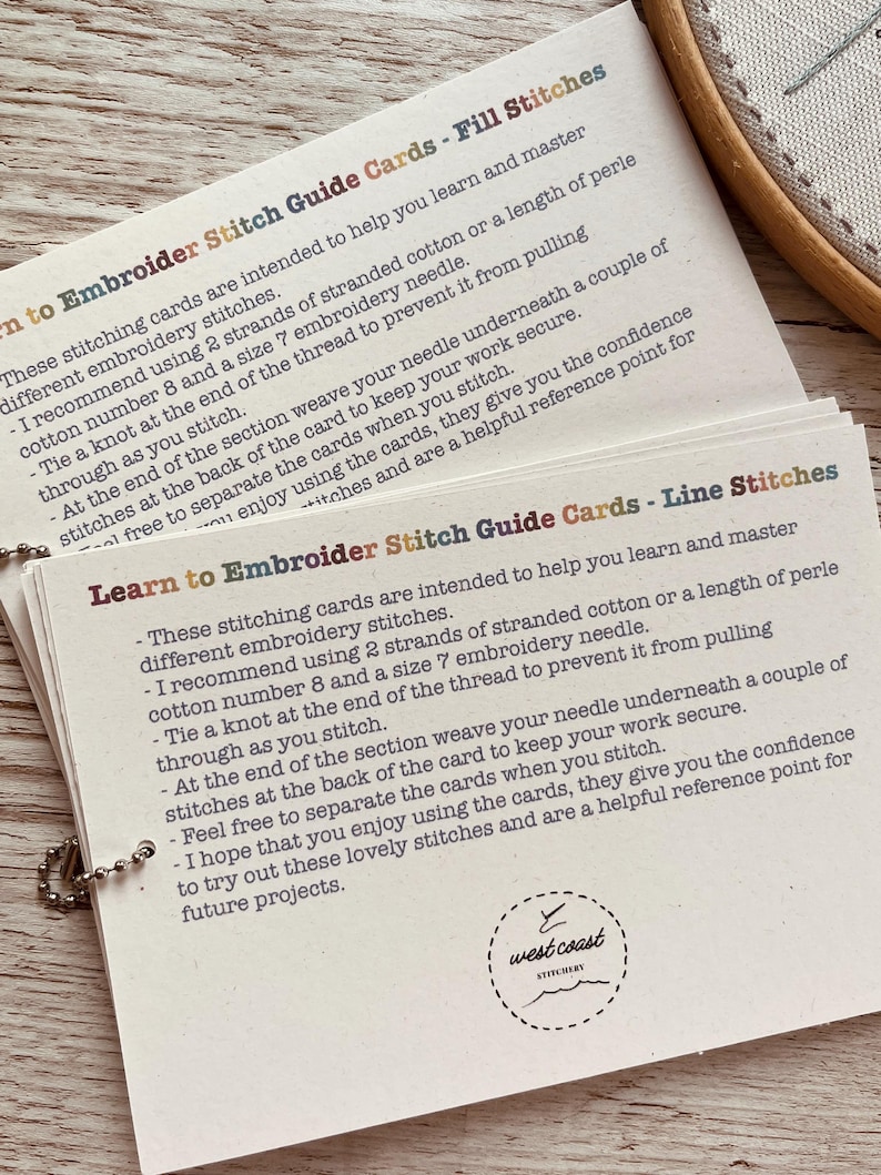 Embroidery Stitch Guide Cards: Beginner DIY Craft (PDF Pattern) - Etsy