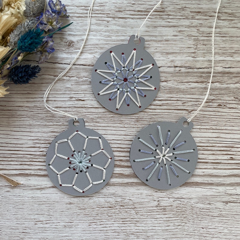 Stitch Your Own Christmas Bauble Decorations Embroidered - Etsy UK