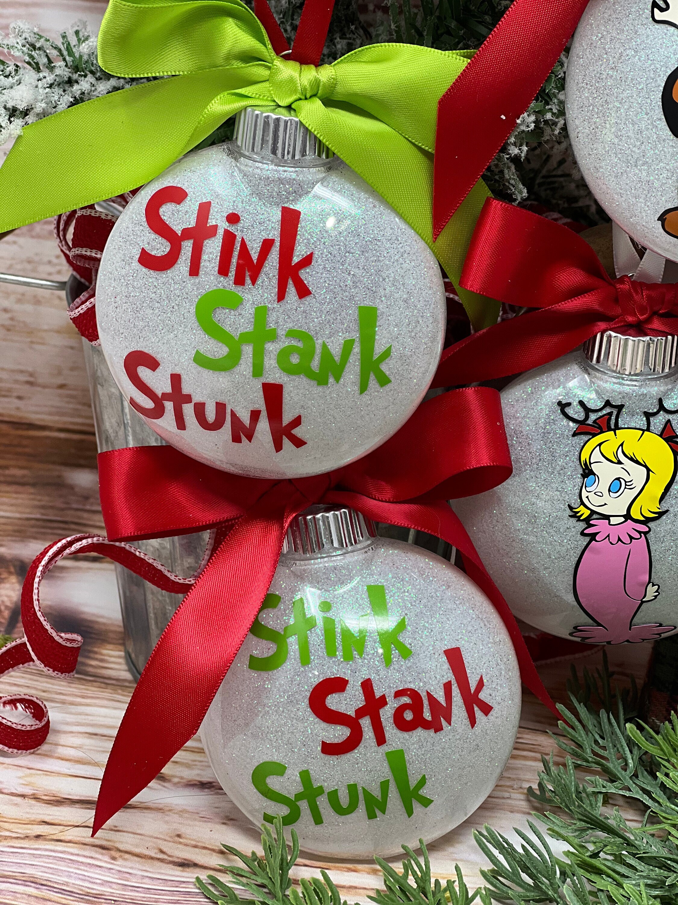 Grinch Inspired Ornament Sets, Ornament Exchange Gift; Christmas Gift ...