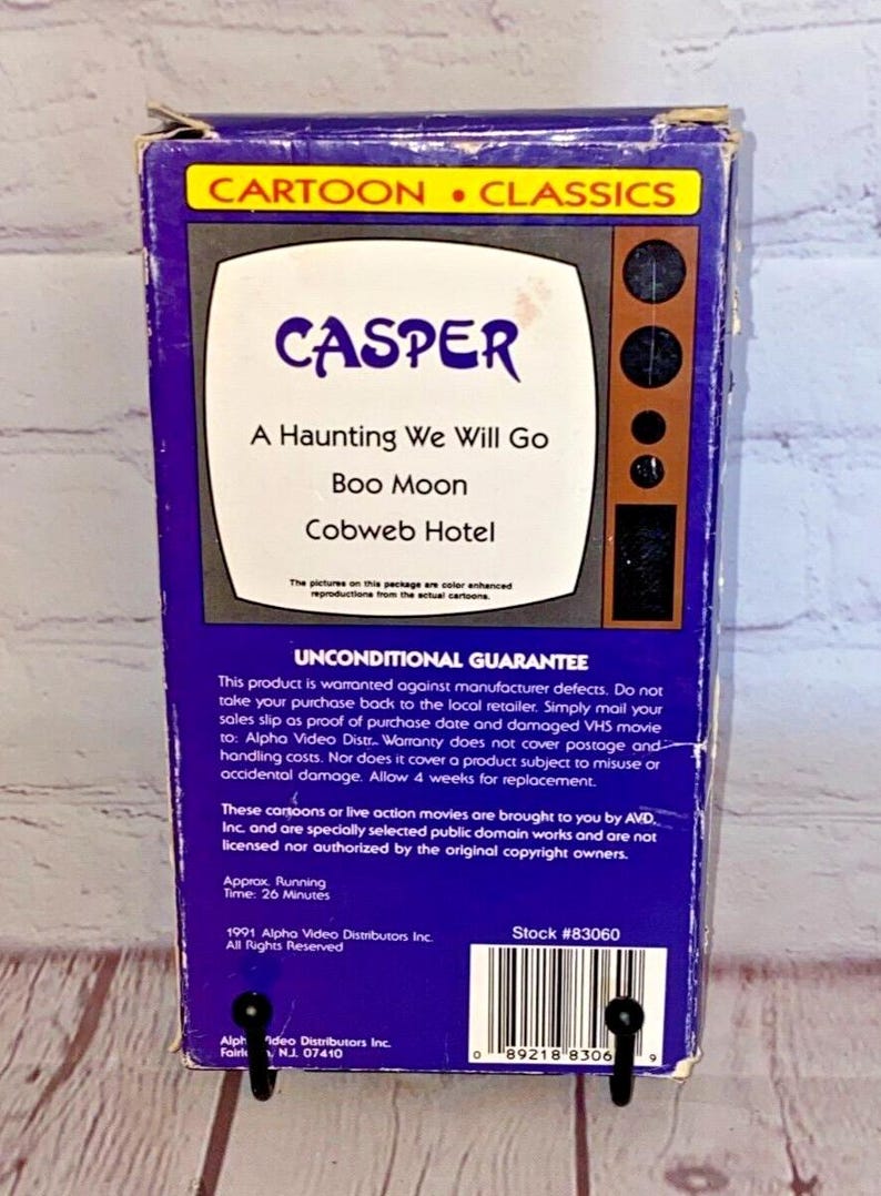 Casper Cartoon Classics VHS by Alpha Video Distributors INC. 1991 Not ...