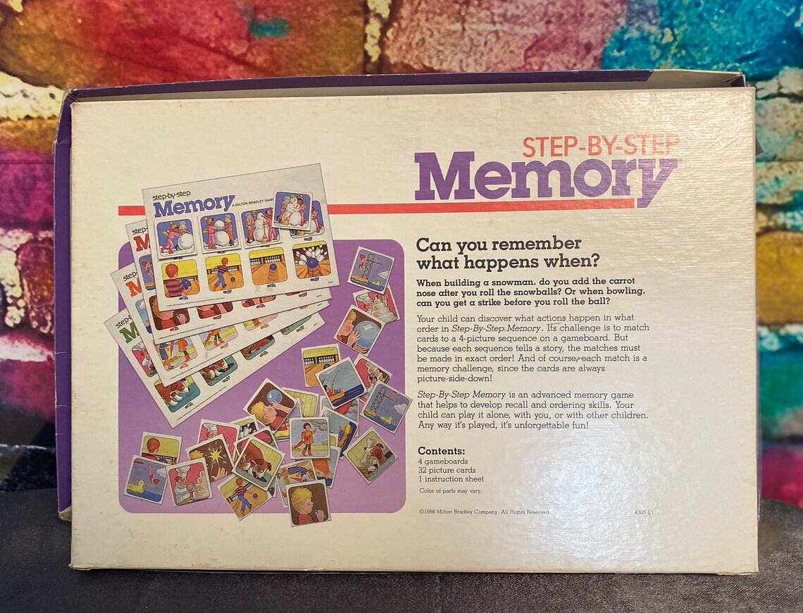 Vintage Step by Step Memory Game by Milton Bradley 1986 - Etsy