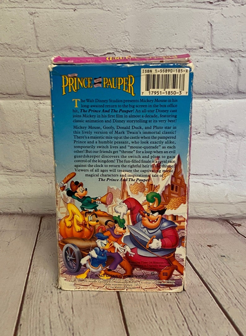 Walt Disney Mini Classics the Prince and the Pauper VHS Rated G Run ...