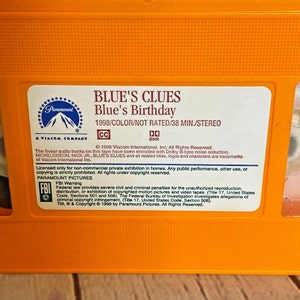 Blue's Clues blue's Birthday VHS by Paramount 1998 NR and Runtime ...