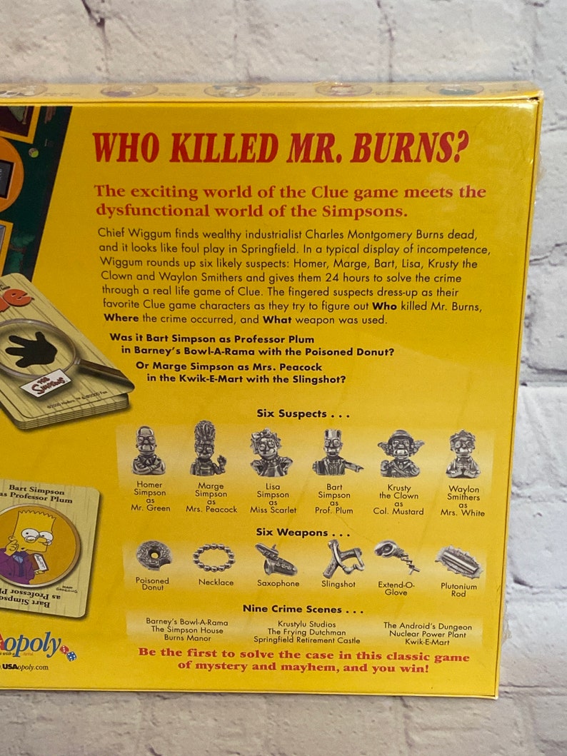 Brand New "the Simpsons Clue" by Parker Brothers 2000 | Classic ...