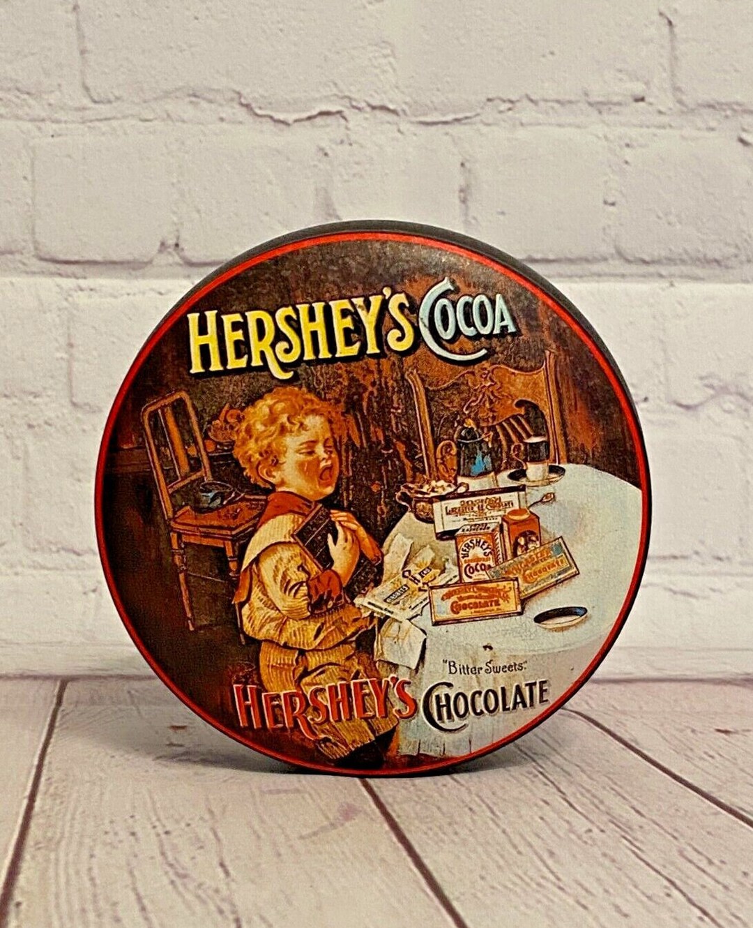 Hershey's Cocoa bitter Sweets Hershey's Chocolate Tin Round Container 2 ...