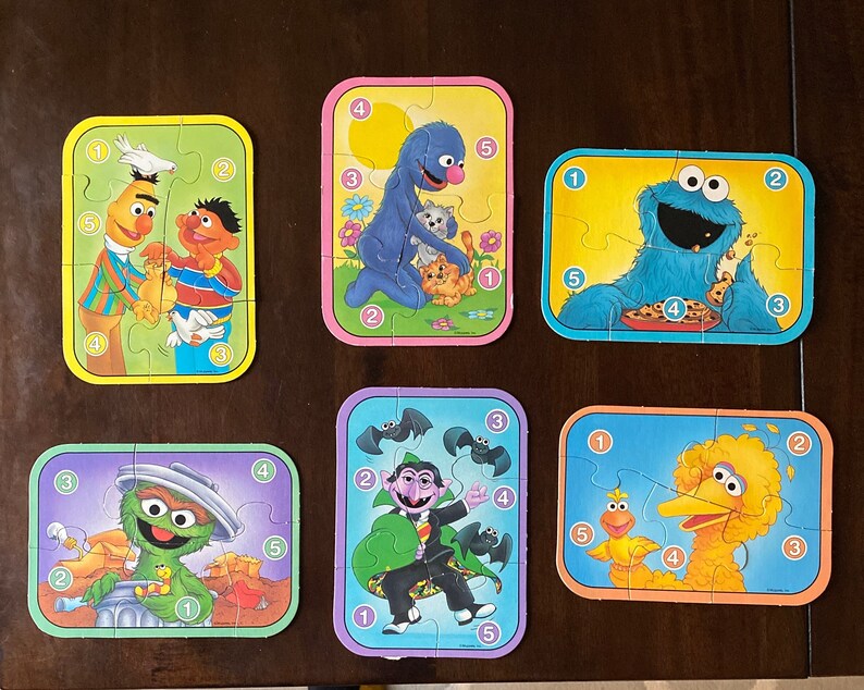 Sesame Street Number Puzzles Game by Milton Bradley 1989 for - Etsy