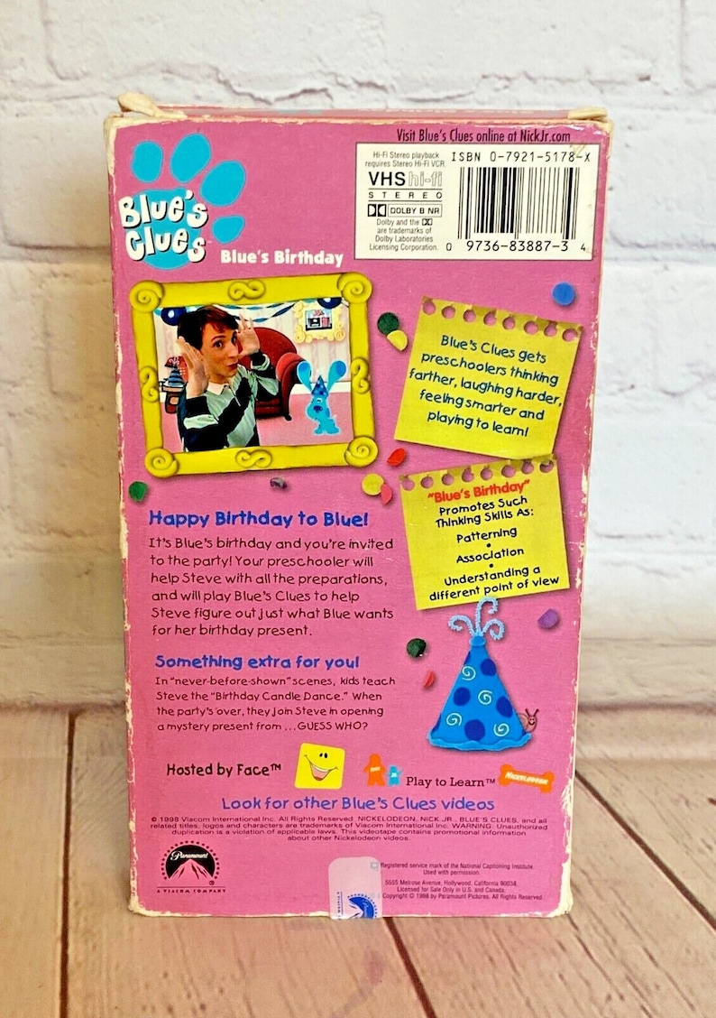 Blue's Clues blue's Birthday VHS by Paramount 1998 NR and Runtime ...
