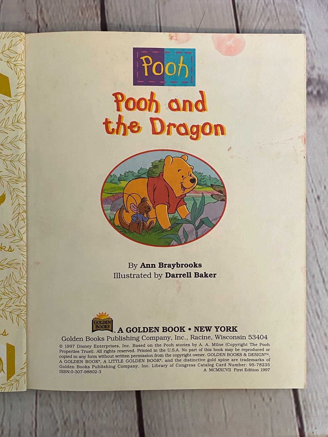 Pooh and the Dragon | 1997 Little Golden Book, Hardcover - Etsy