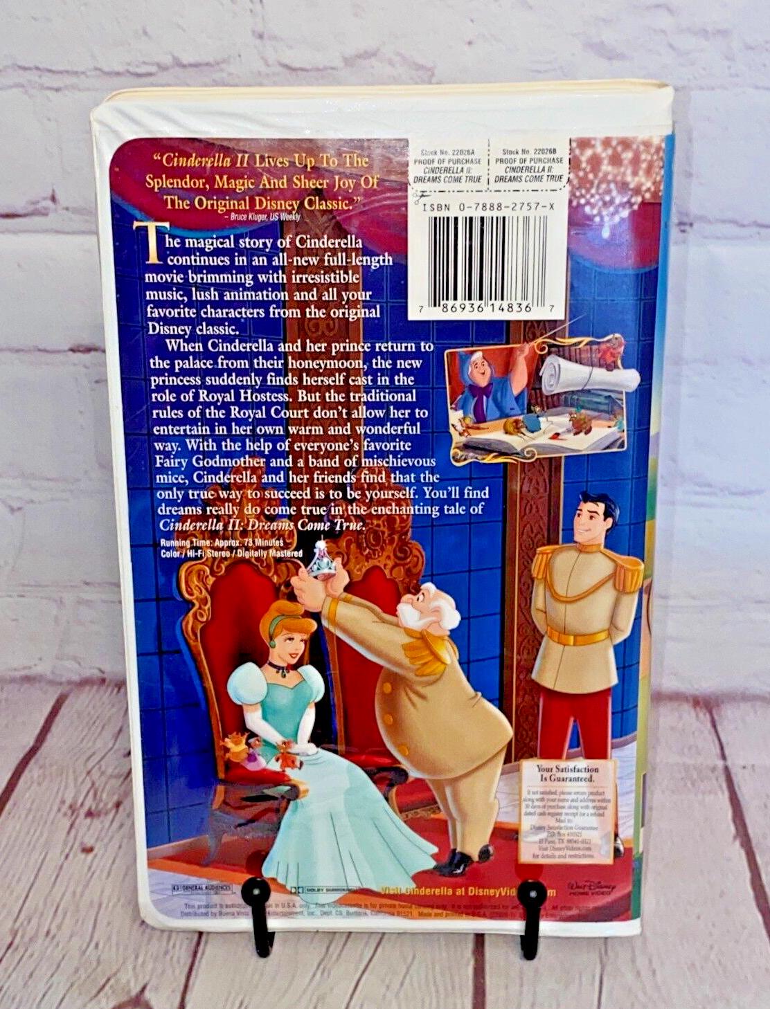 Cinderella II dreams Come True VHS by Walt Disney Home Video Rated G ...