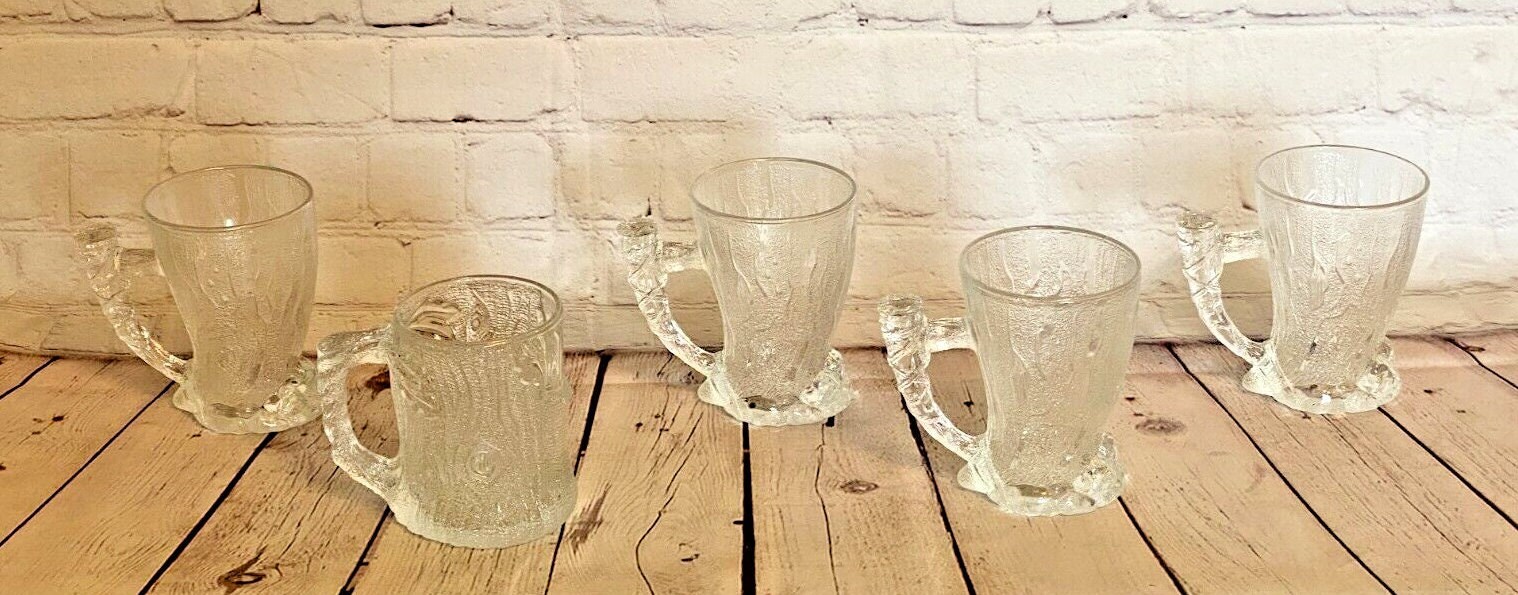 Set of Five 5 the Flintstones Rocdonald's Glass Mugs by Mcdonalds 1993 ...