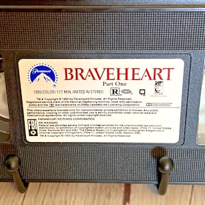 Braveheart VHS by Paramount 1995 | Rated R and Runtime 177 Mins | VHS ...
