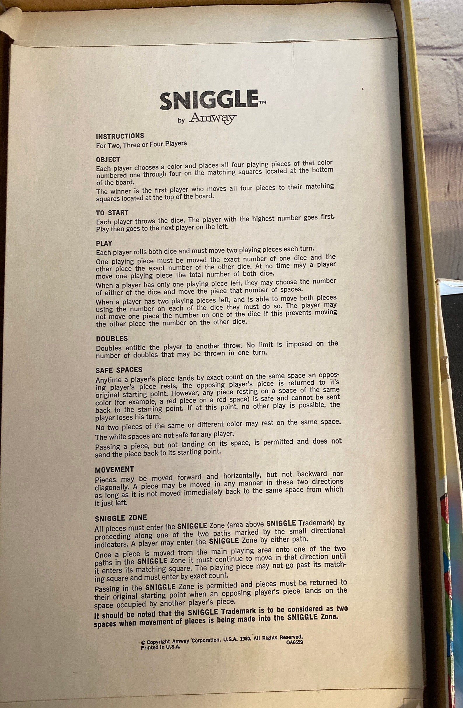 Sniggle: an Exciting Game of Strategy and Chance by Amway Corp. 1980 ...