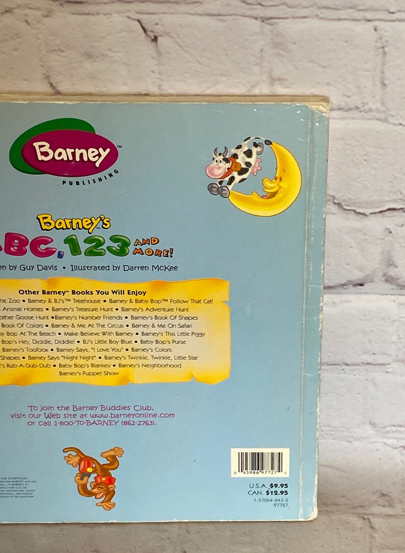 Barney's ABC 123 and More Written by Guy Davis 1998 - Etsy