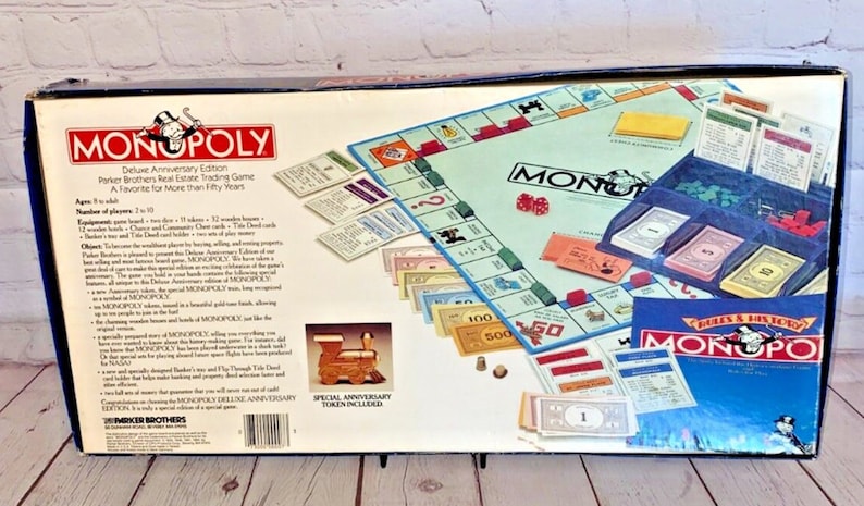 Monopoly deluxe Anniversary Edition by Parker Brothers 1985 Ages 8 to ...