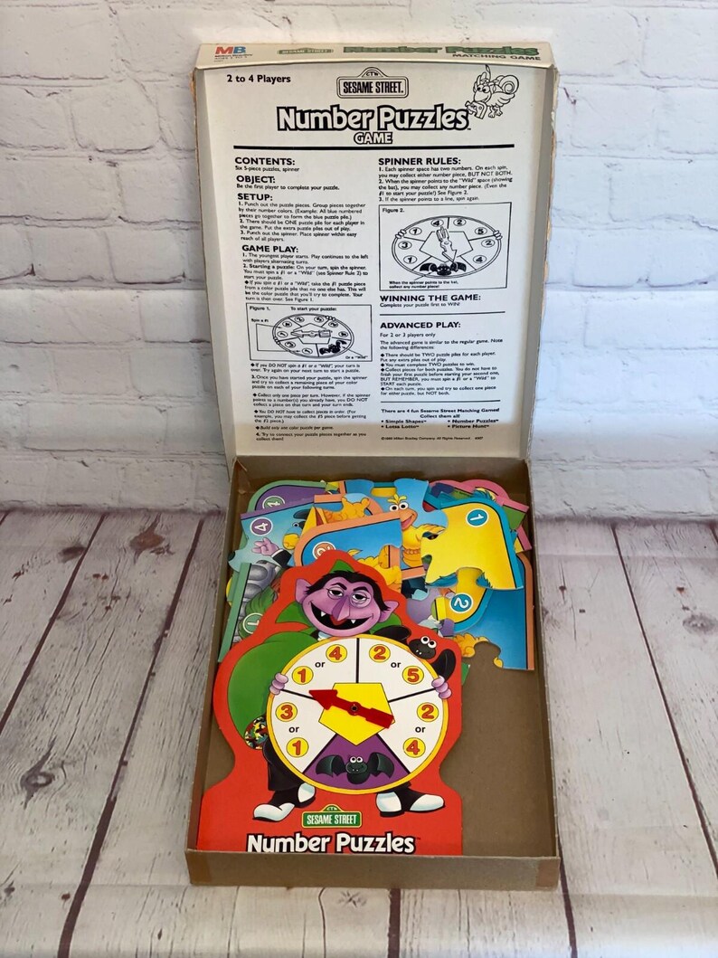 Vintage Sesame Street Number Puzzles Game | 1989 Milton Bradley - Etsy