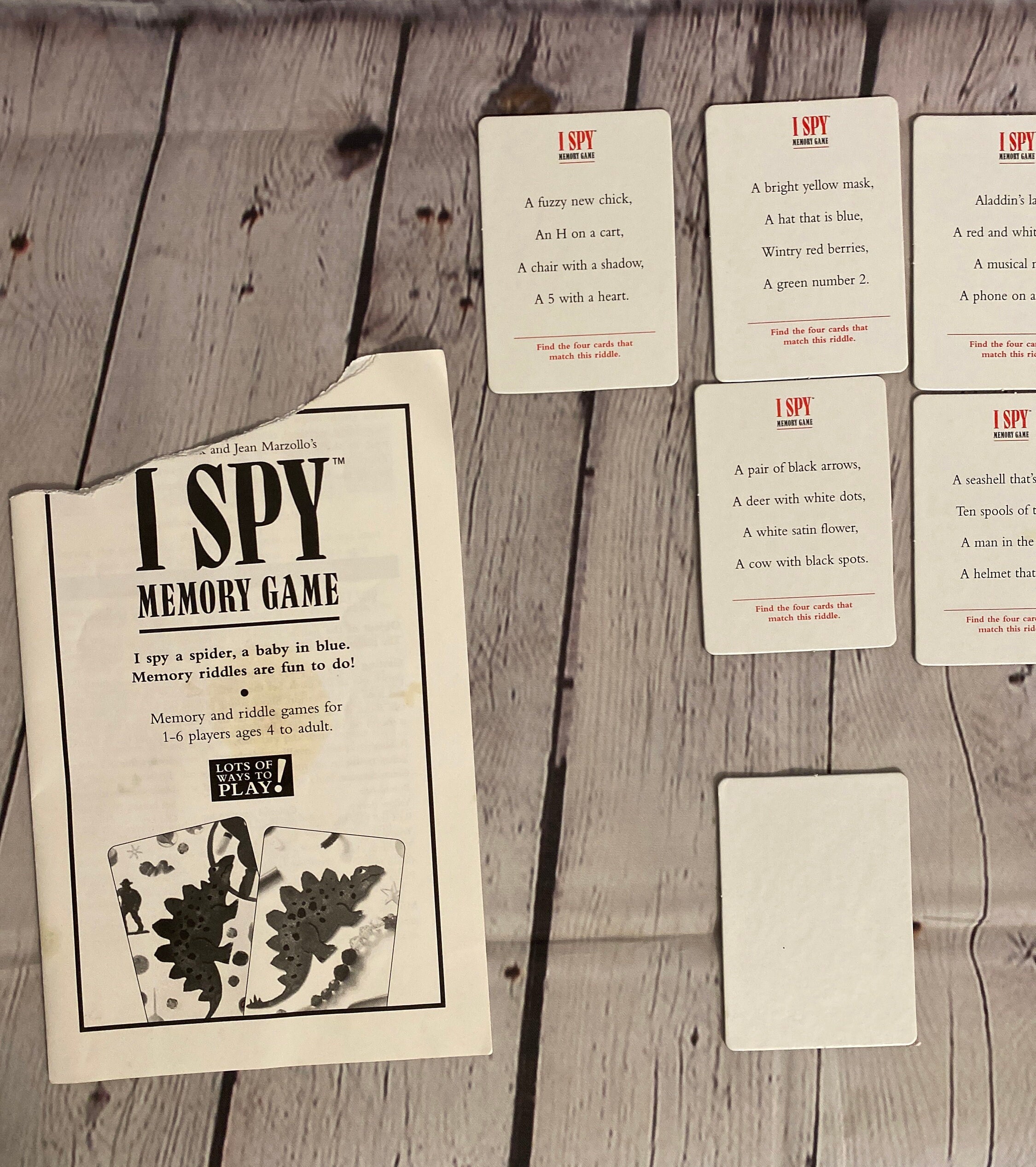 I SPY Memory Game by Briarpatch 1995 Made in the USA for 1 to 6 Players ...