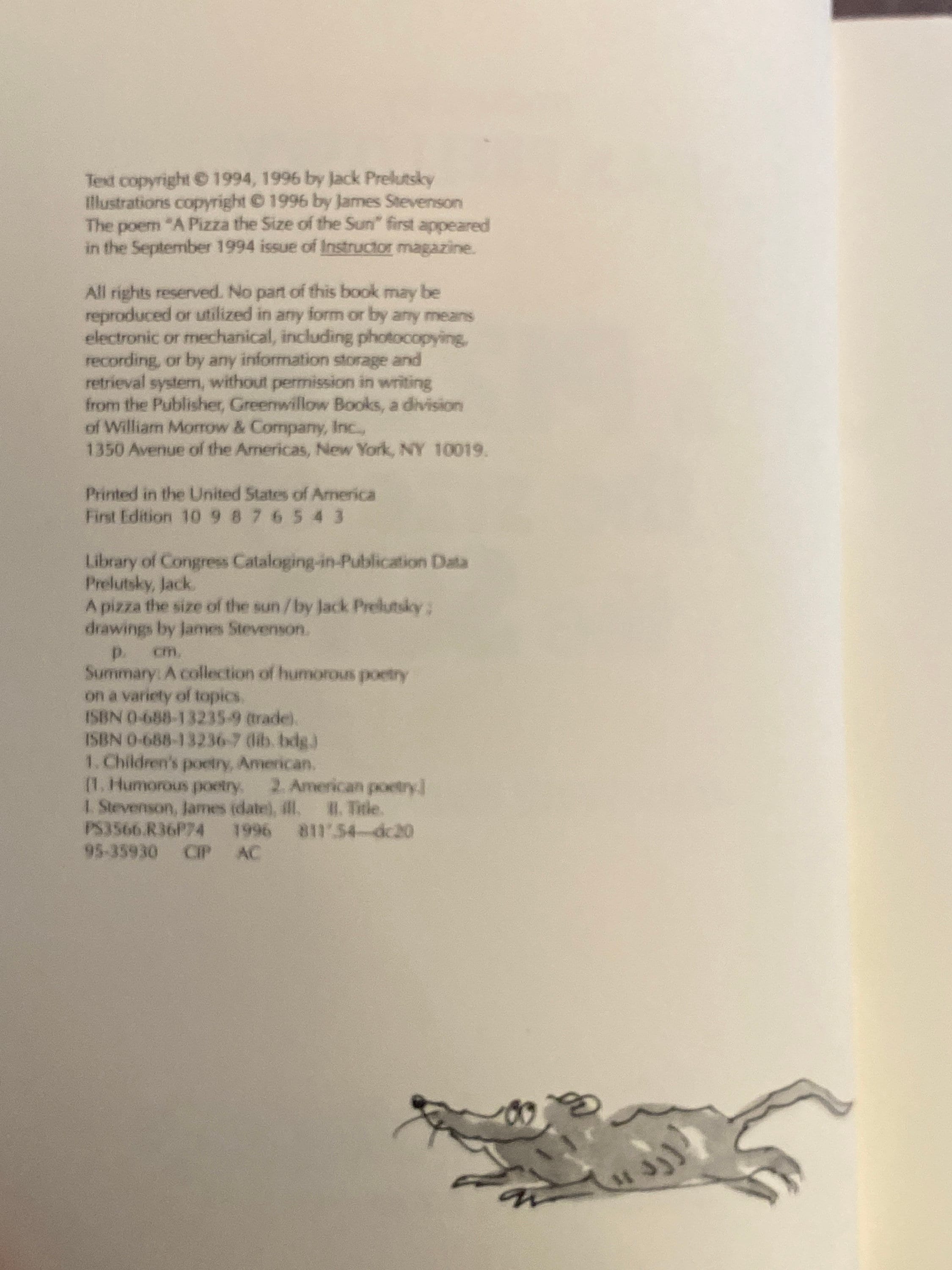 A Pizza the Size of the Sun Poems by Jack Prelutsky 1996 Drawings by ...