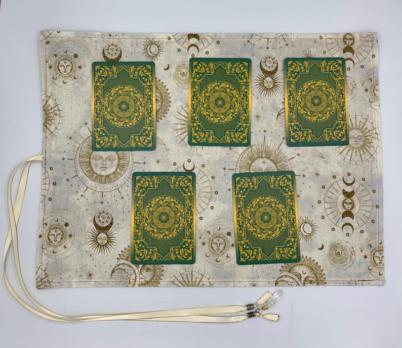 Reversible Silk Lined Tarot Wrap/ Celestial Tarot Wrap / Tarot Supplies ...