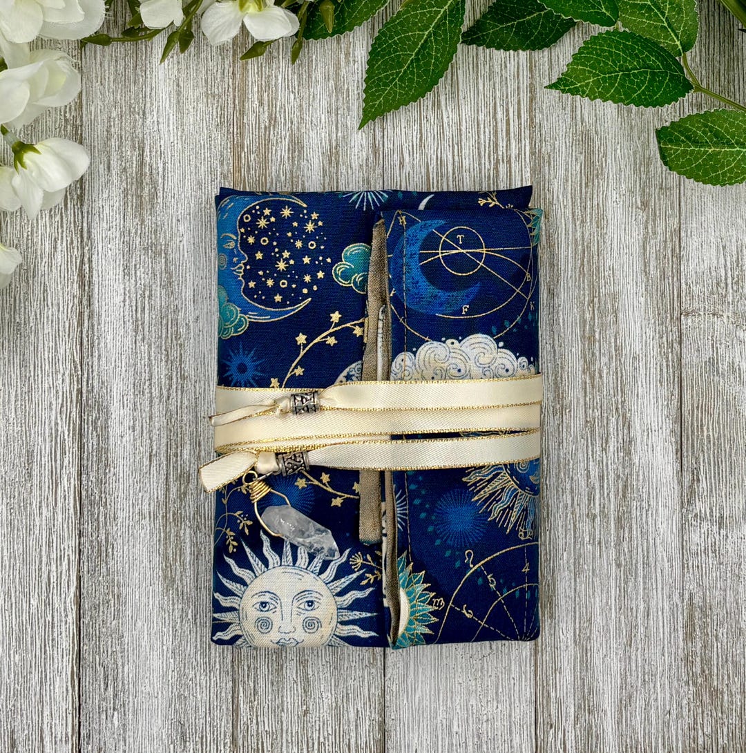Reversible Silk Lined Tarot Wrap/ Celestial Tarot Wrap / Tarot Supplies ...