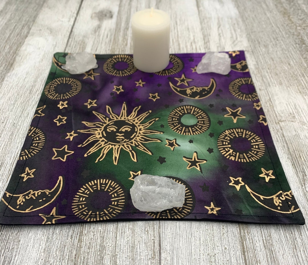 MINI Altar Cloth - Sun Moon, Tarot Cloth, Traveling Altar Cloth ...