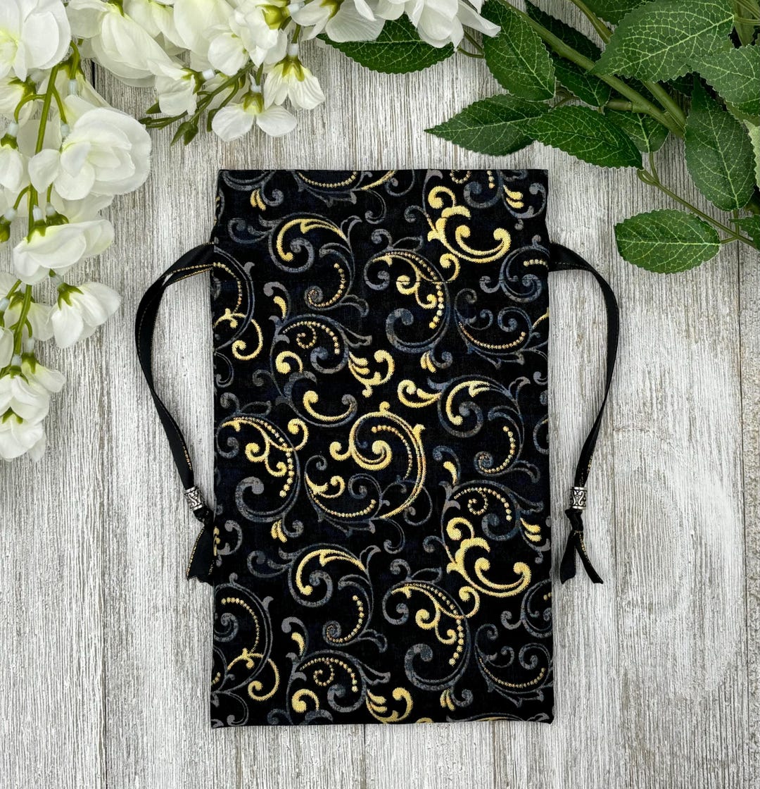 Black Scrolls Tarot Bag/ Custom Tarot Pouch/ Keepsake Bag / Drawstring ...