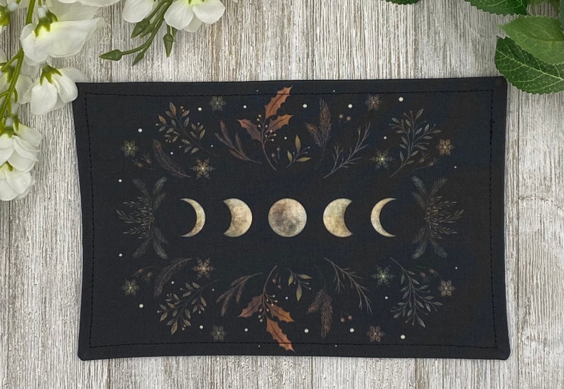MINI Altar Cloth - Leaves Lunar Phase, Traveling Altar Cloth, Portable ...
