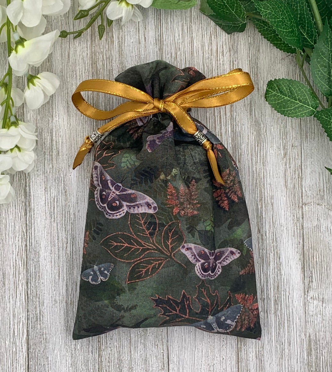 Moths Tarot Bag/ Custom Tarot Pouch/ Keepsake Bag / Drawstring Bag ...