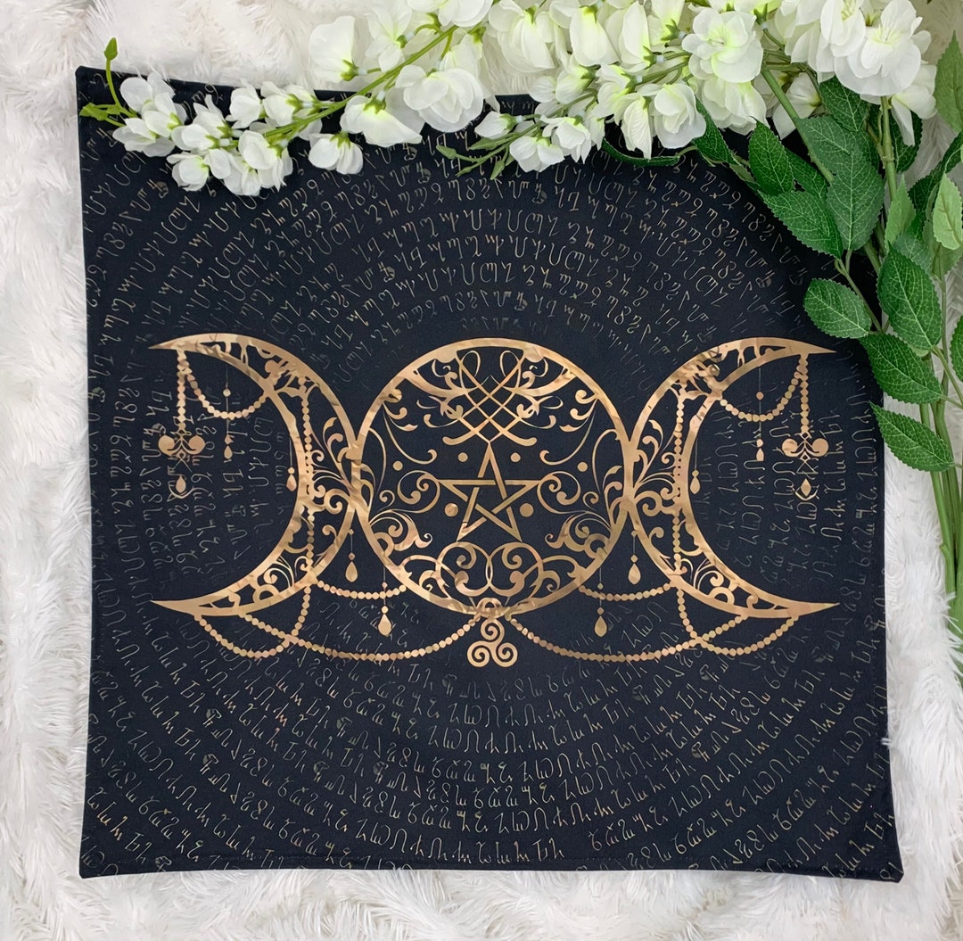 Triple Moon Altar Cloth, Tarot Cloth, Altar Decor, Double Sided Altar ...